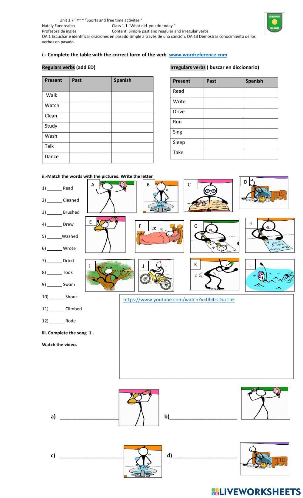 Class 1.1 unit 3 7th grade worksheet | Live Worksheets