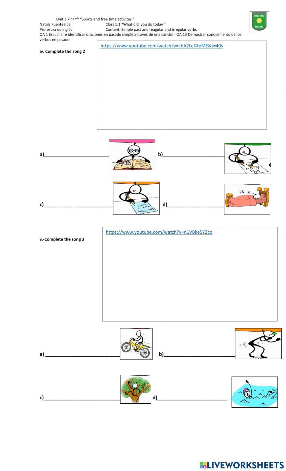 Class 1.1 unit 3 7th grade worksheet | Live Worksheets