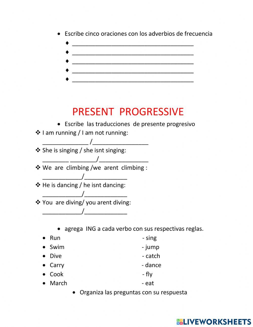 Presente simple… | Free Interactive Worksheets | 1317819