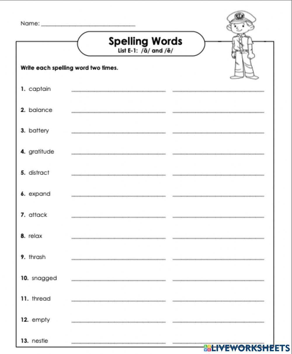 Write Twice E1 6th Grade worksheet | Live Worksheets