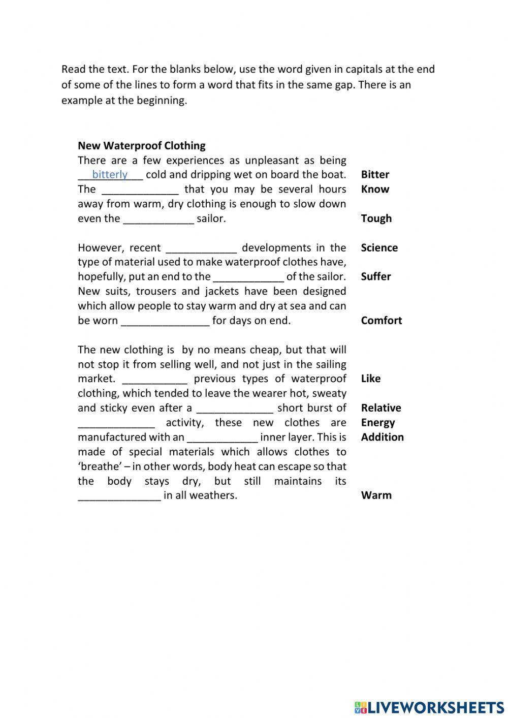 1318259 | Word Formation: The Waterproof Clothing