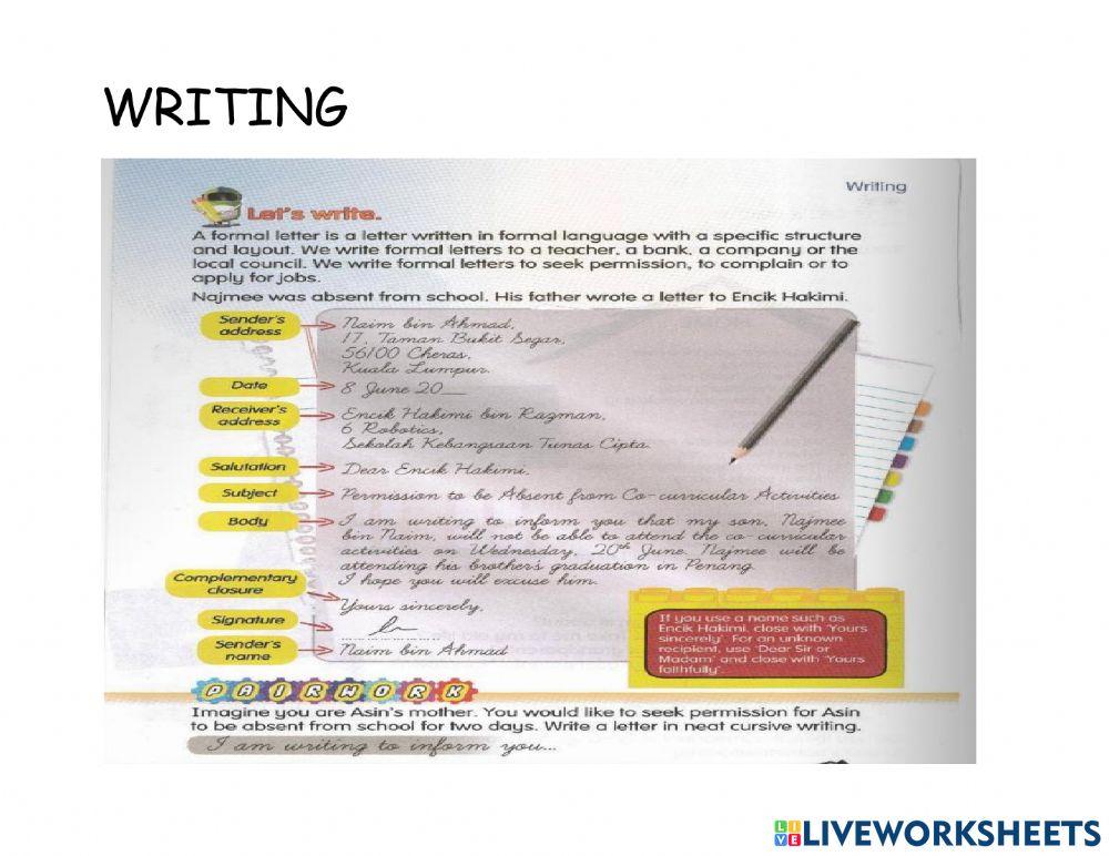 Formal letter free online exercise | Live Worksheets