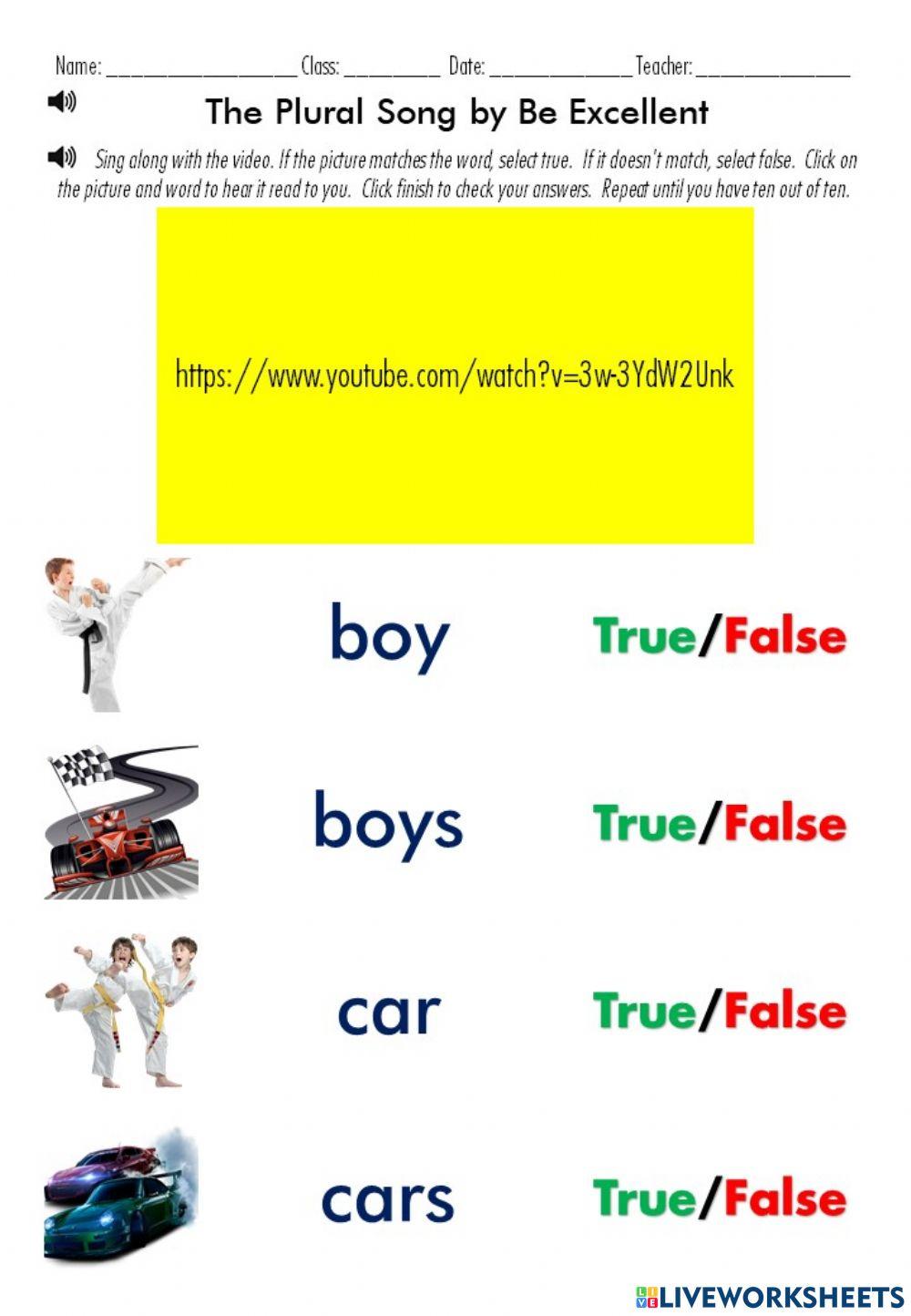 Plural Nouns The Plural Song by Be Excellent 1319365