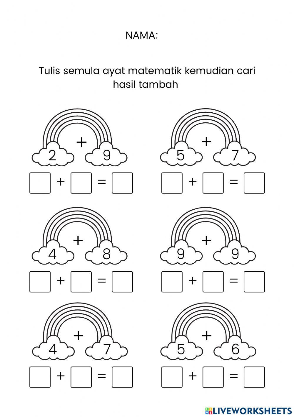 Prasekolah online activity for prasekolah | Live Worksheets