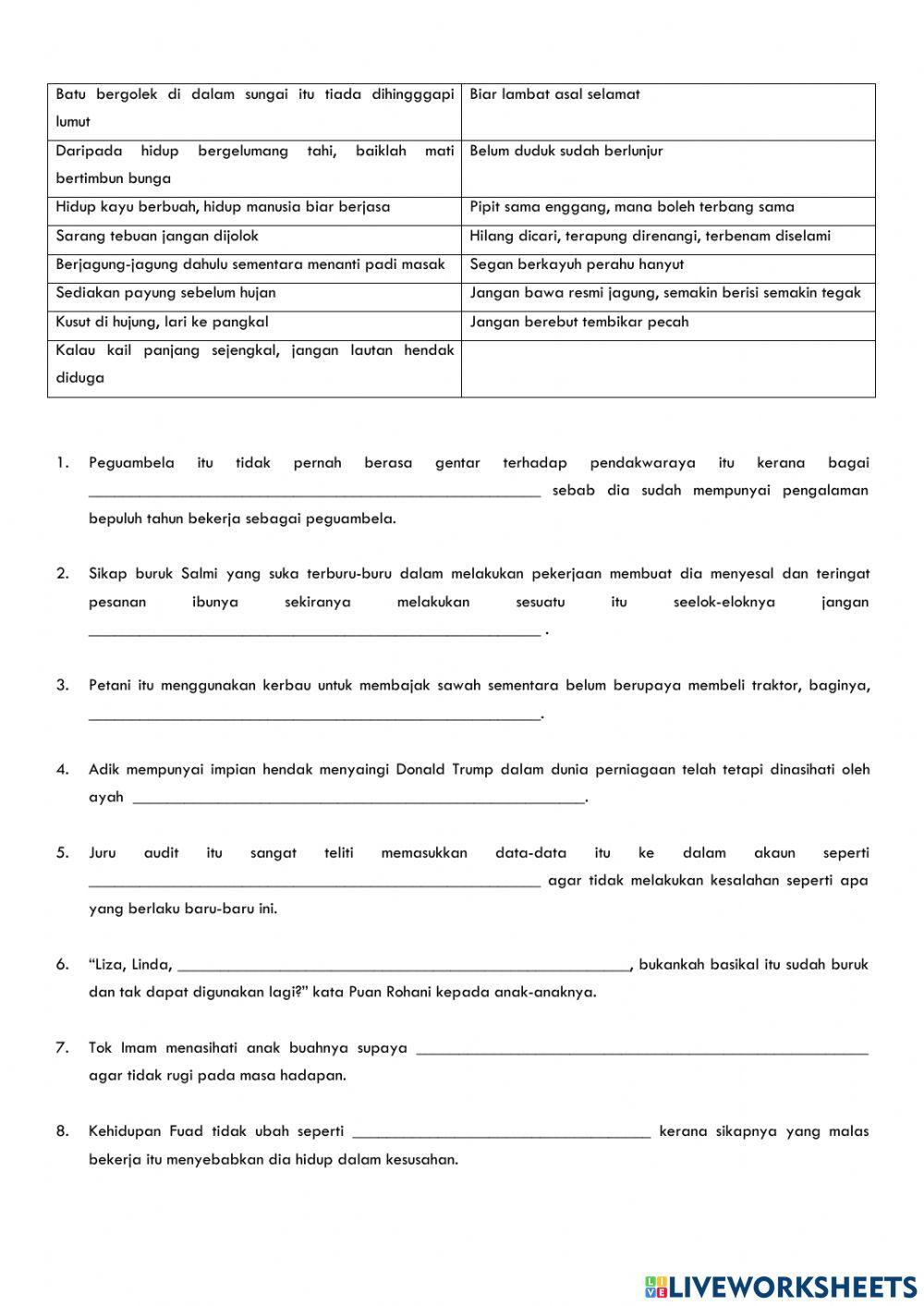 Bidalan worksheet | Live Worksheets