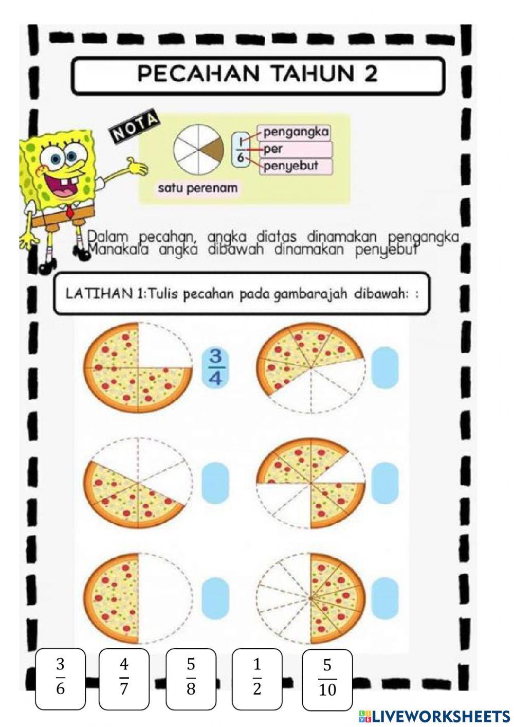 Kenali pecahan 1320506 | maria6078 | Live Worksheets