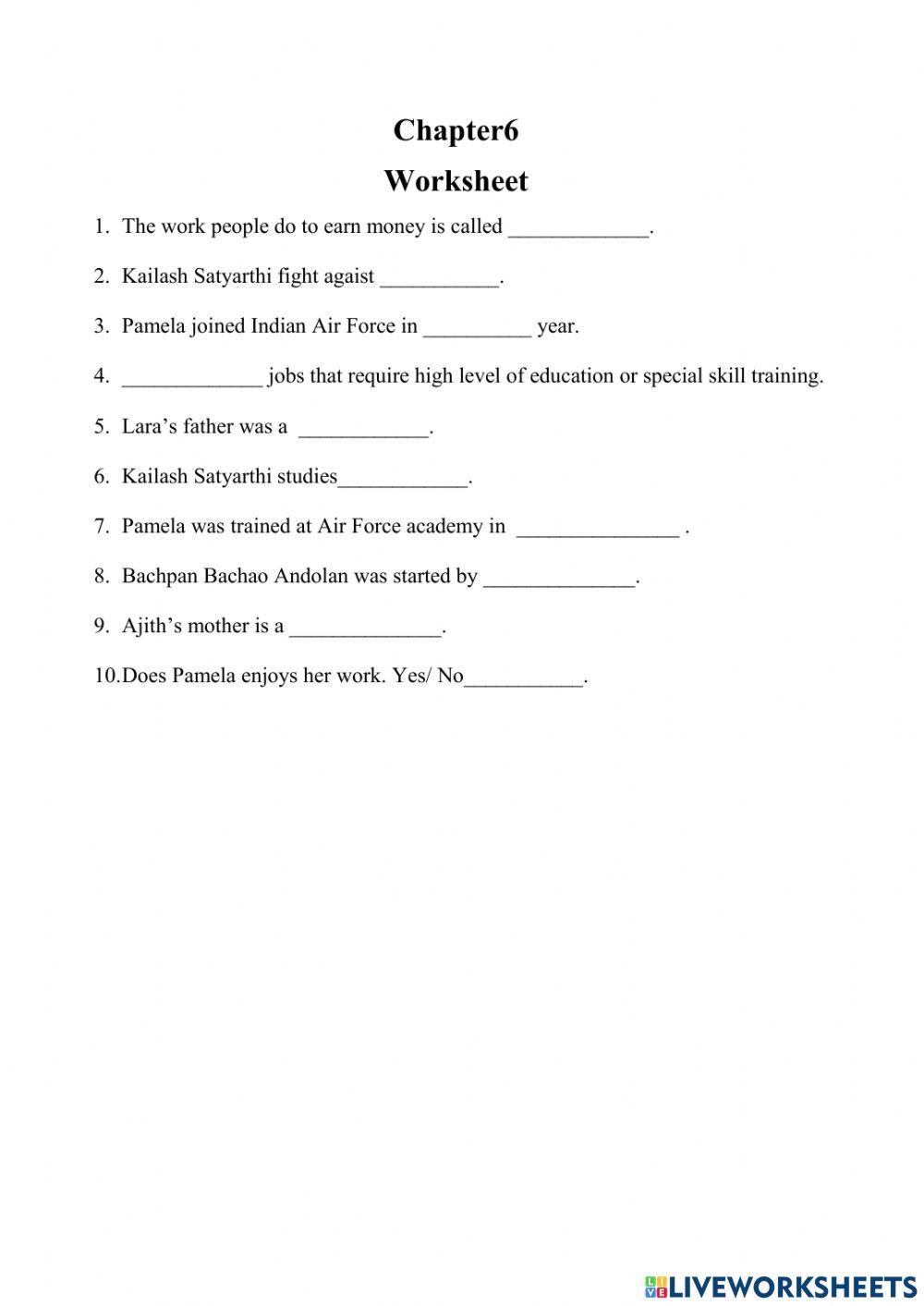 Chapter 6 interactive worksheet | Live Worksheets