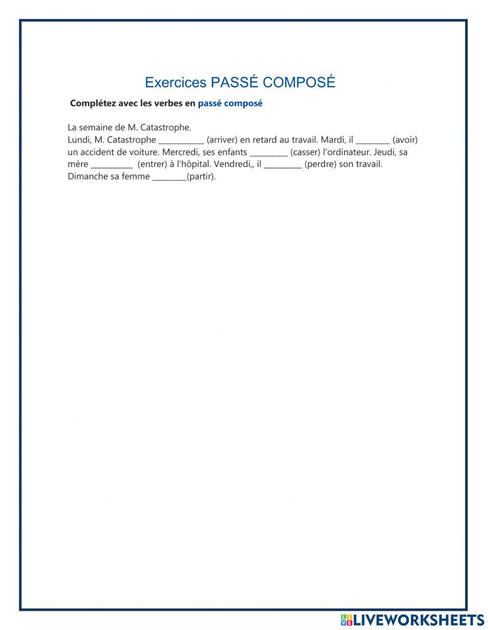 1320802 | Passé composé | MiriamDaniela | LiveWorksheets