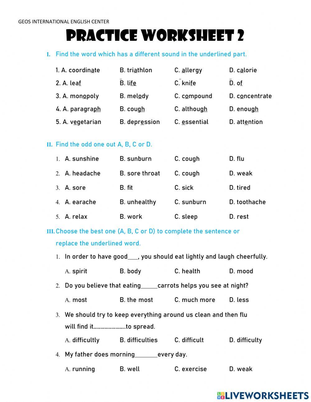 Practice unit 2 exercise | Live Worksheets