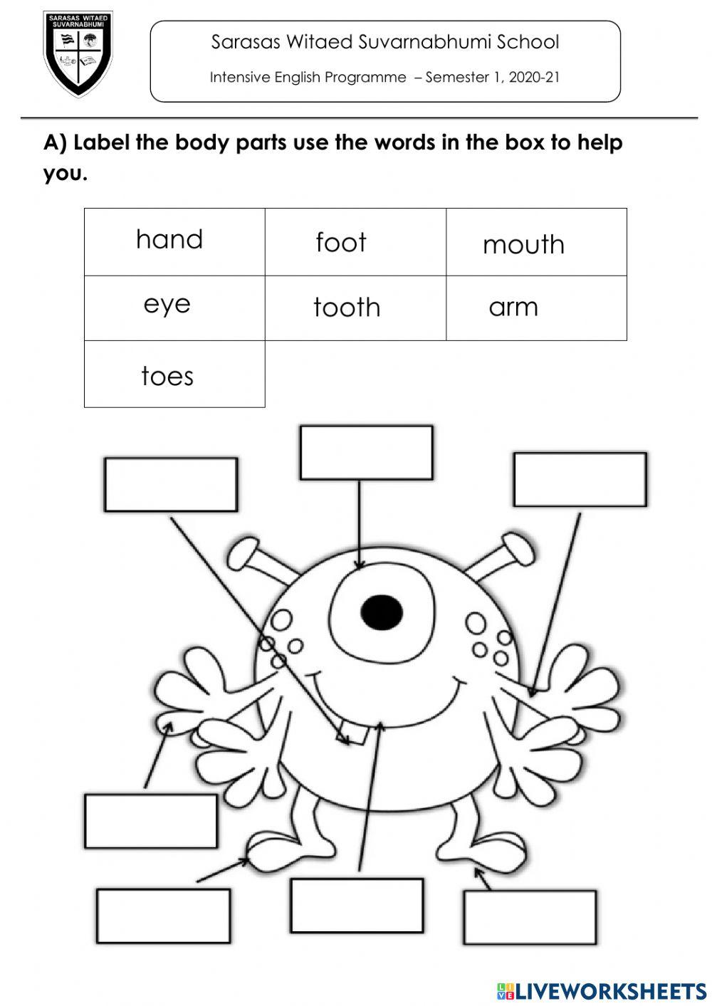 Week 17 - Body parts worksheet | Live Worksheets