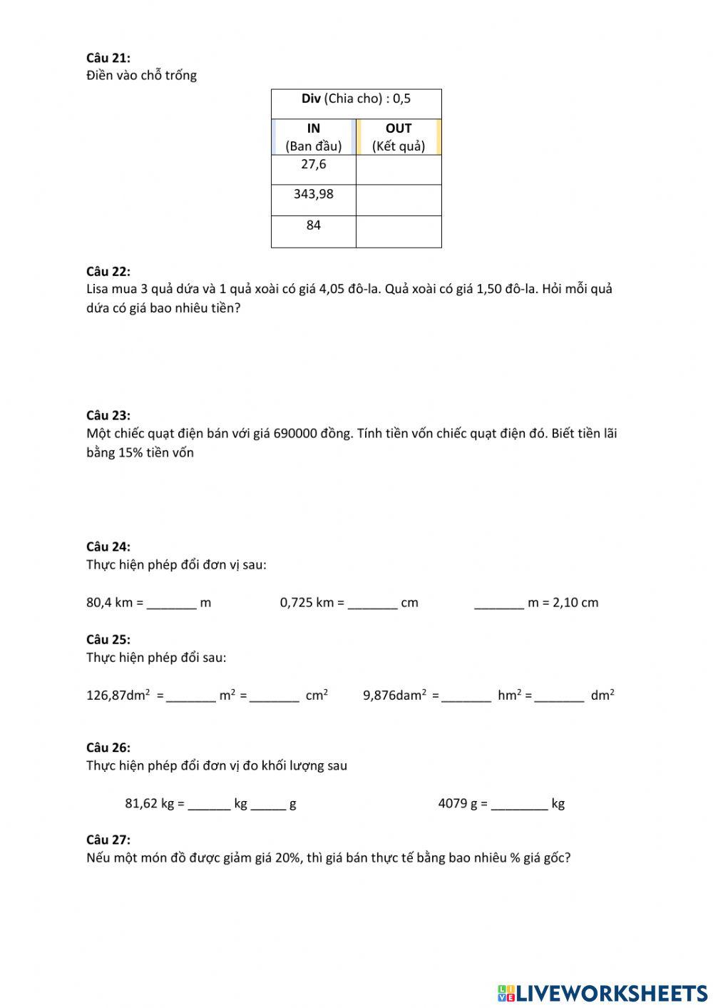 P5 assessment 5.2 online exercise for | Live Worksheets