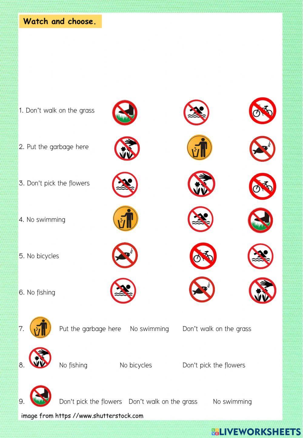 Signs P.3 worksheet | Live Worksheets