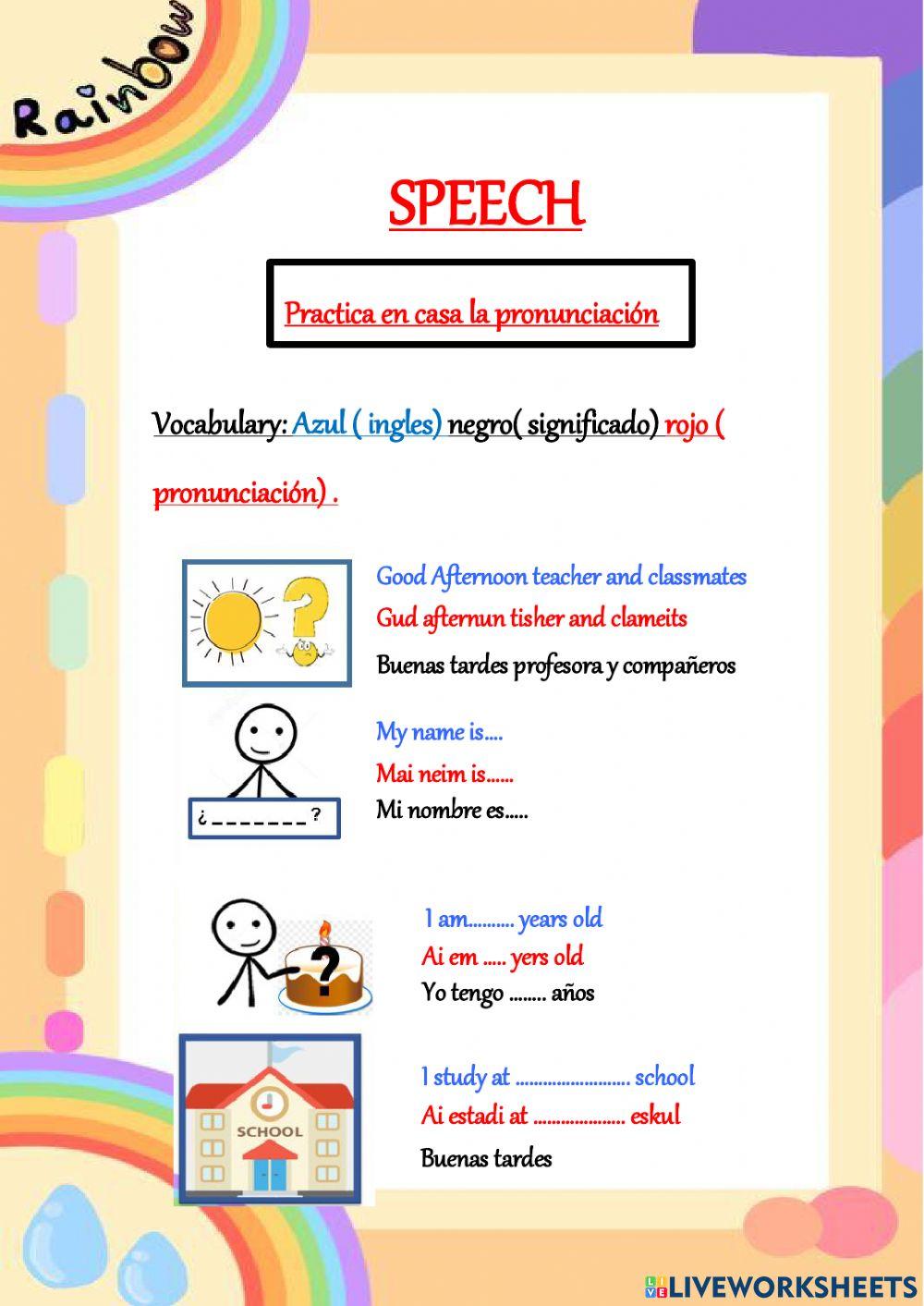 Speech online activity | Live Worksheets