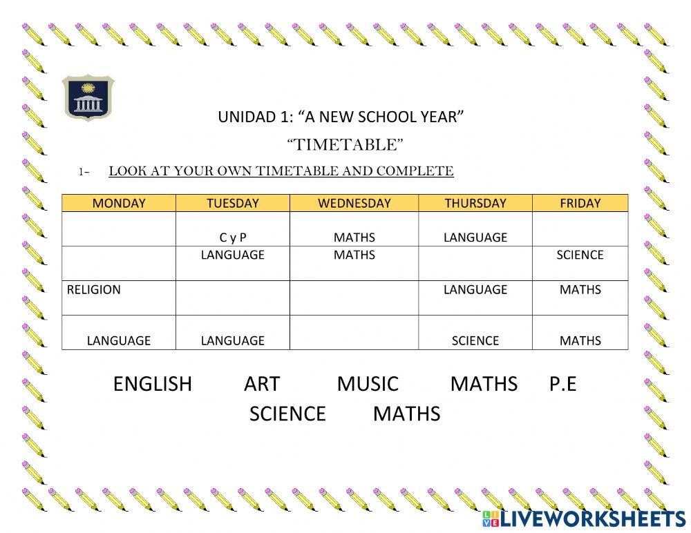 1321736 | A NEW SCHOOL YEAR TIMETABLE | biasutti cintia