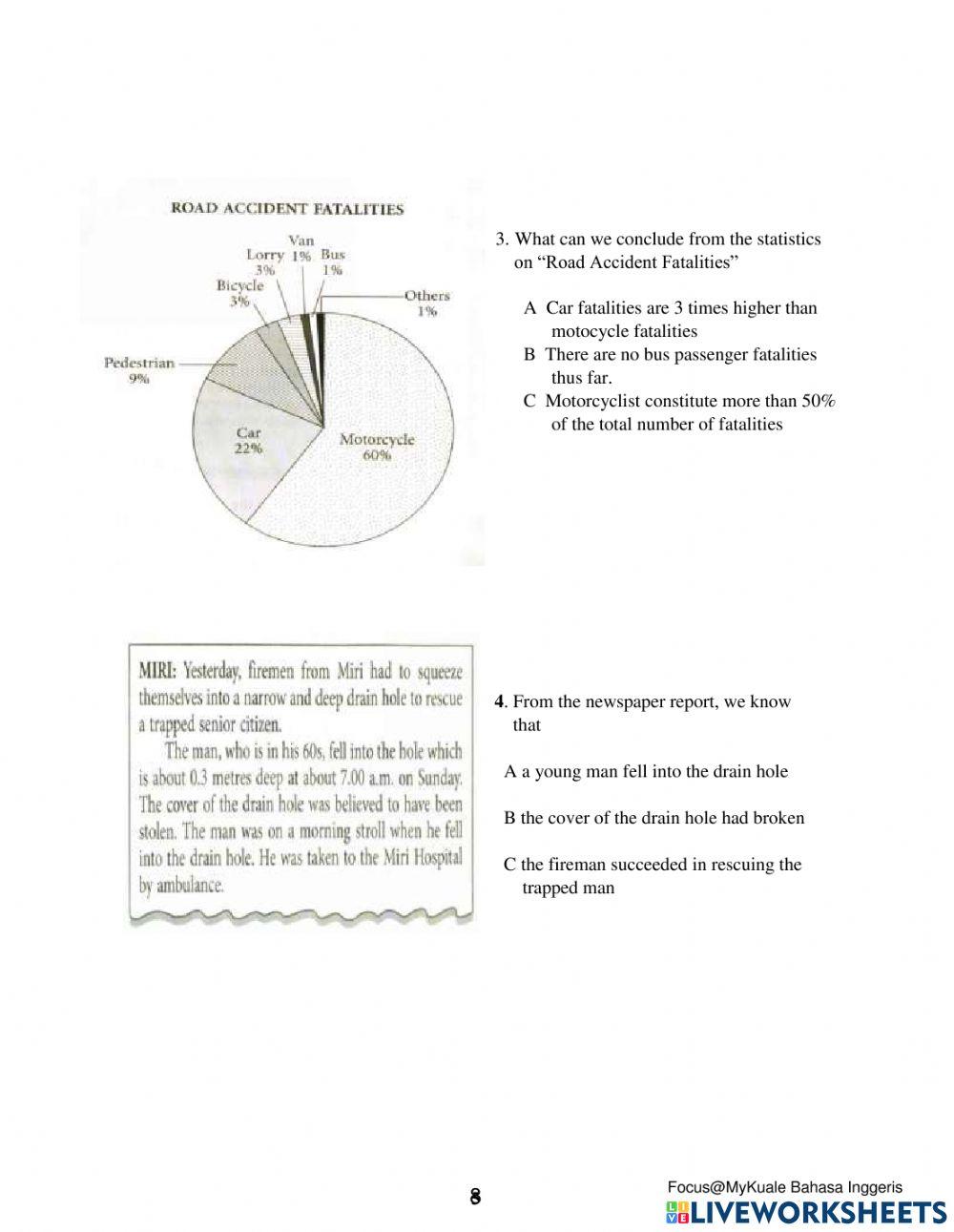 English Reading Test 1 Part 1-3 worksheet | Live Worksheets