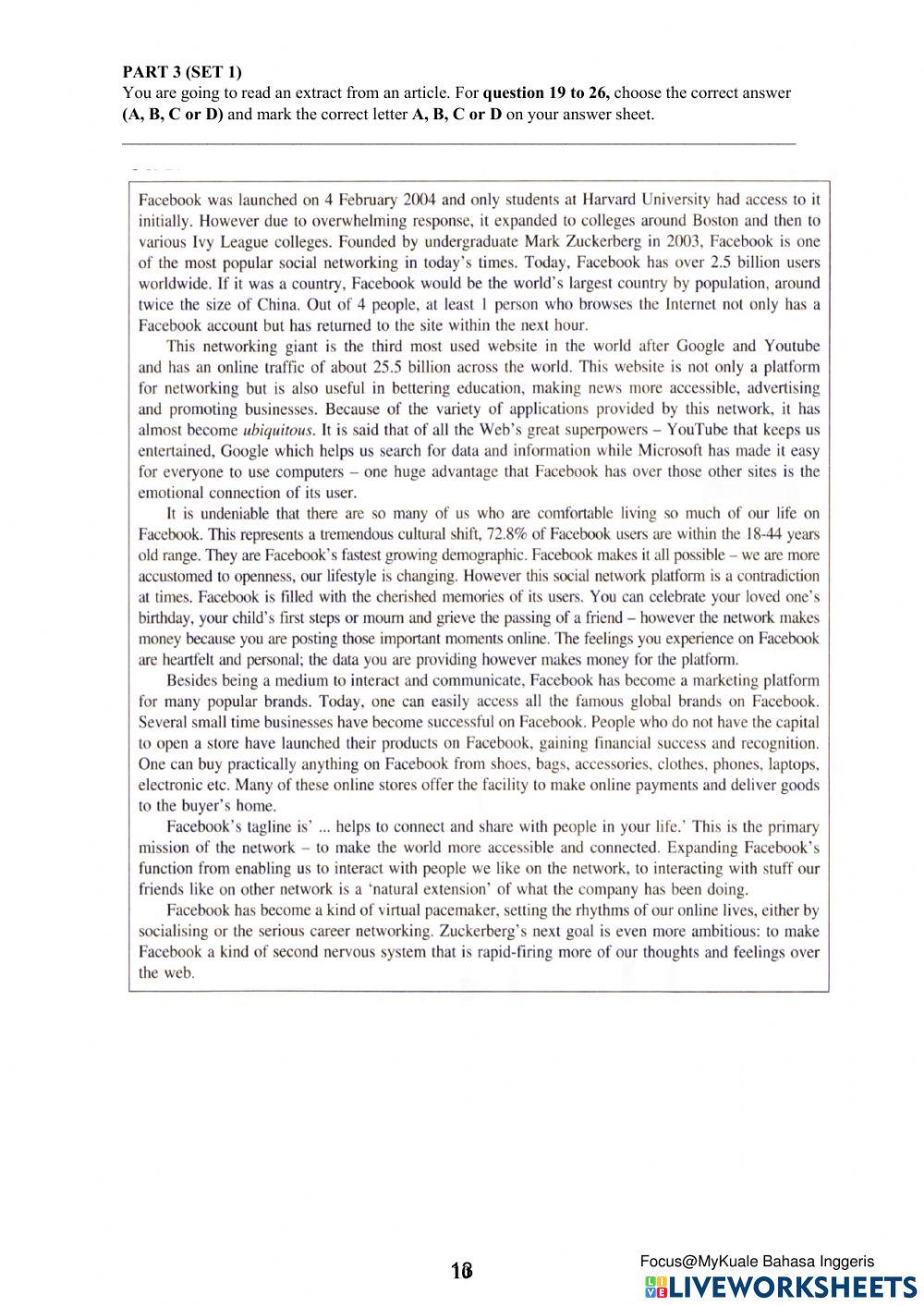 English Reading Test 1 Part 1-3 1321725 | ikihiyori11