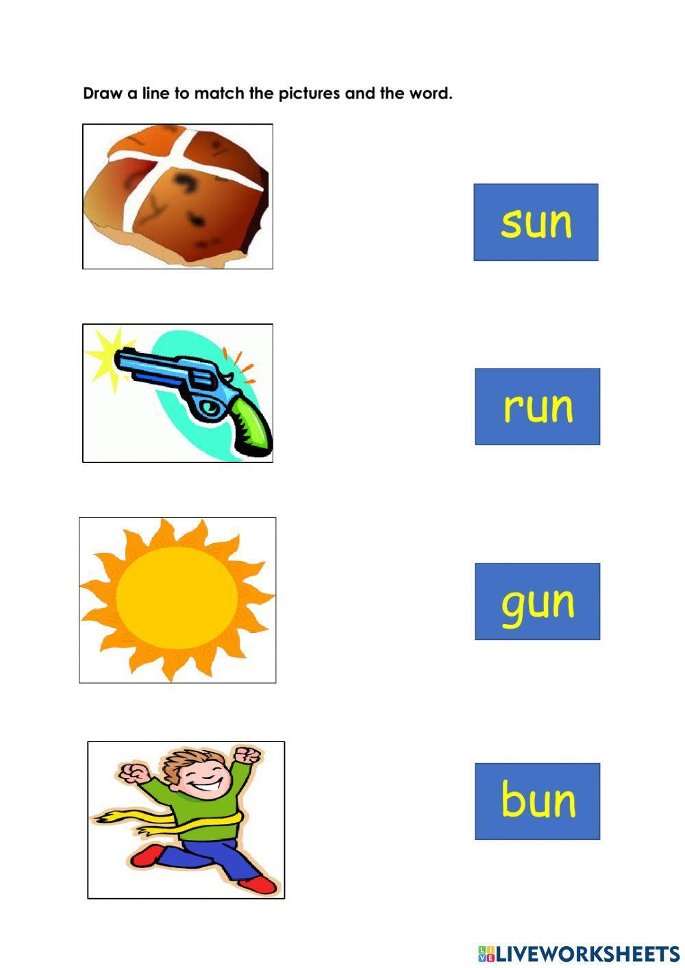 Family ut,un,um for making words worksheet | Live Worksheets