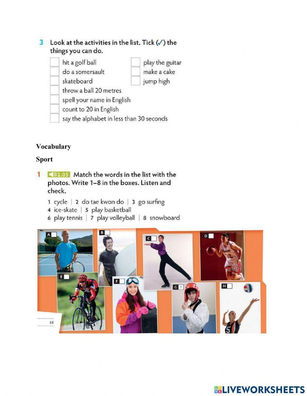 Think starter Unit 7 SB P68 worksheet | Live Worksheets