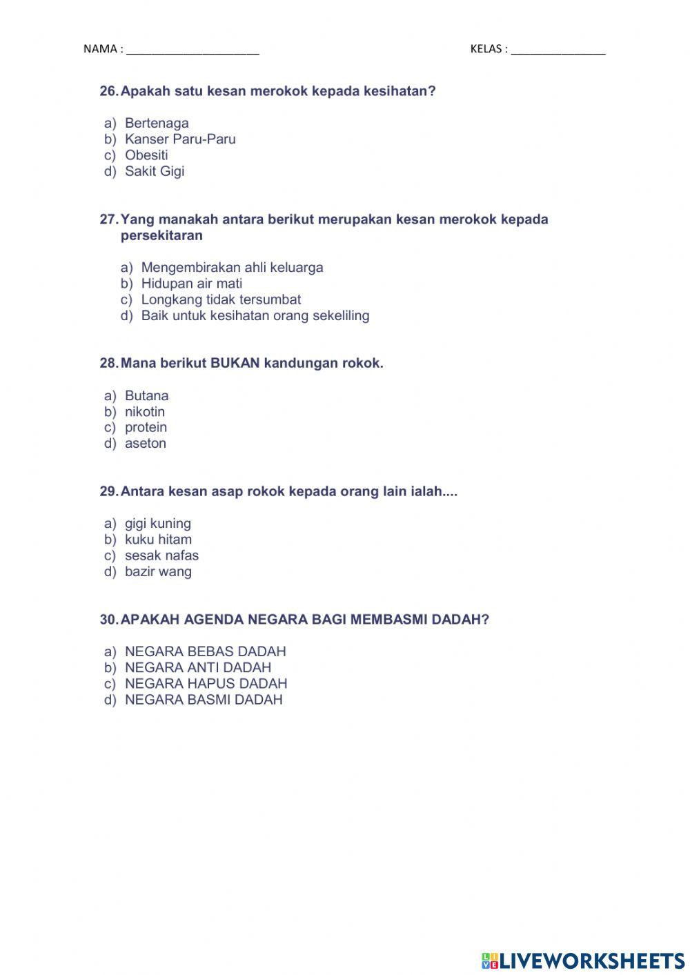 Kuiz ppda (taha… | Free Interactive Worksheets | 1322592