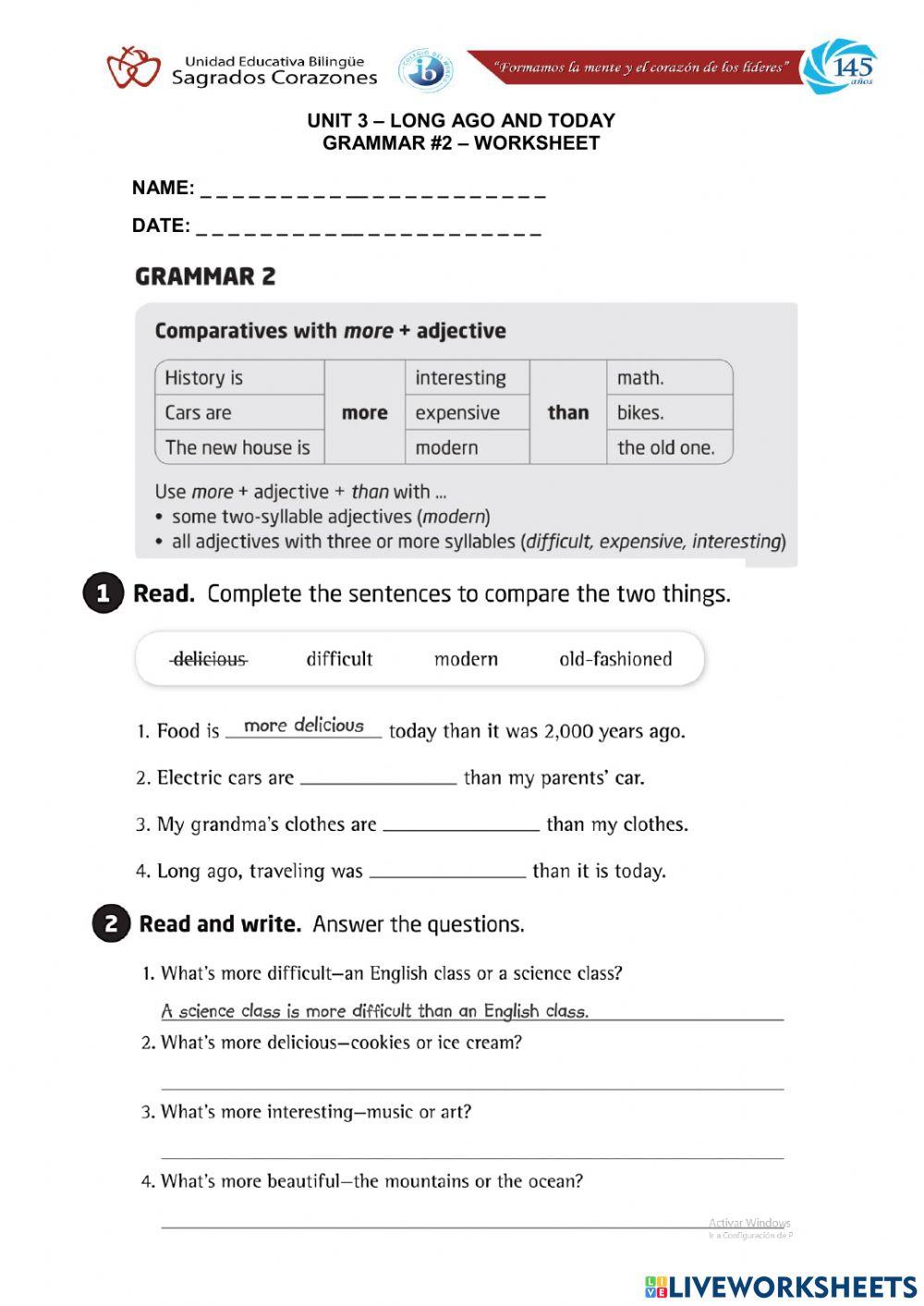 Comparatives -more interactive worksheet | Live Worksheets