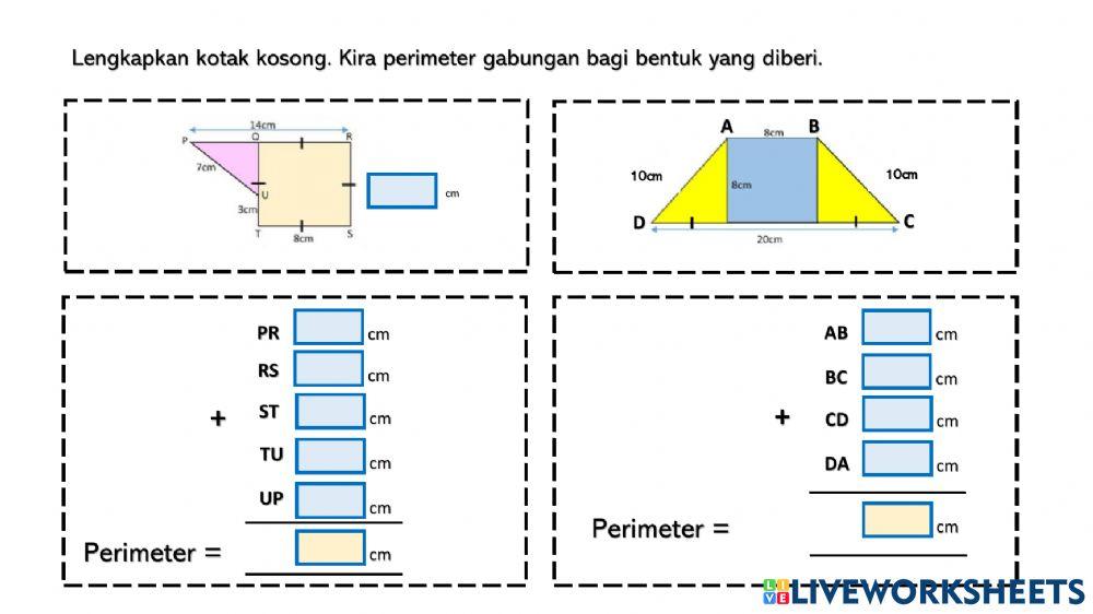 Perimeter gabungan activity | Live Worksheets