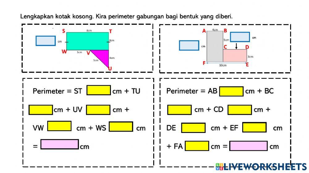 Perimeter gabungan activity | Live Worksheets