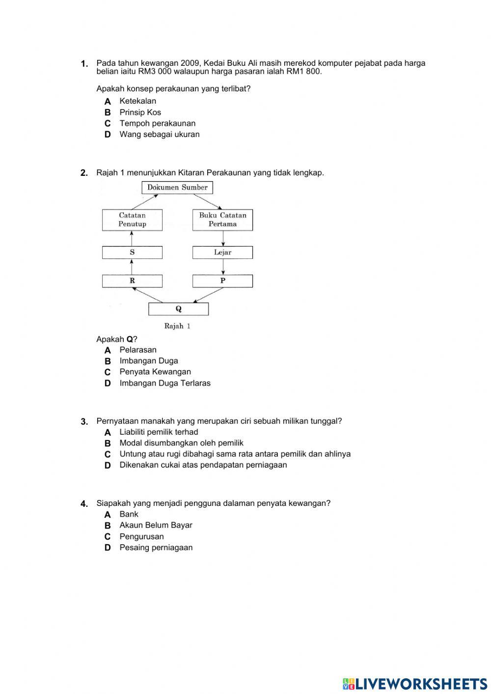 Latihan soalan objektif worksheet | Live Worksheets