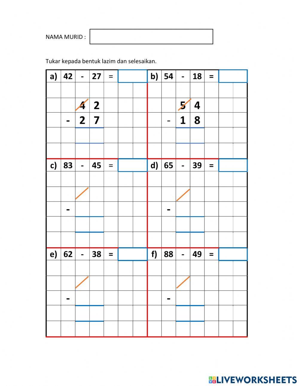 Tolak | Free Interactive Worksheets | 1323791