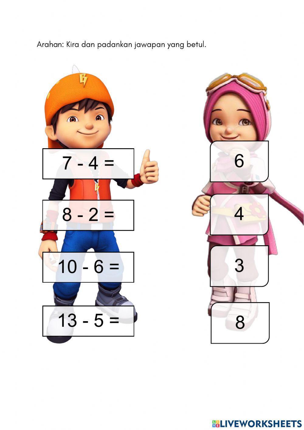 Lembaran Kerja M9: Matematik Awal worksheet | Live Worksheets