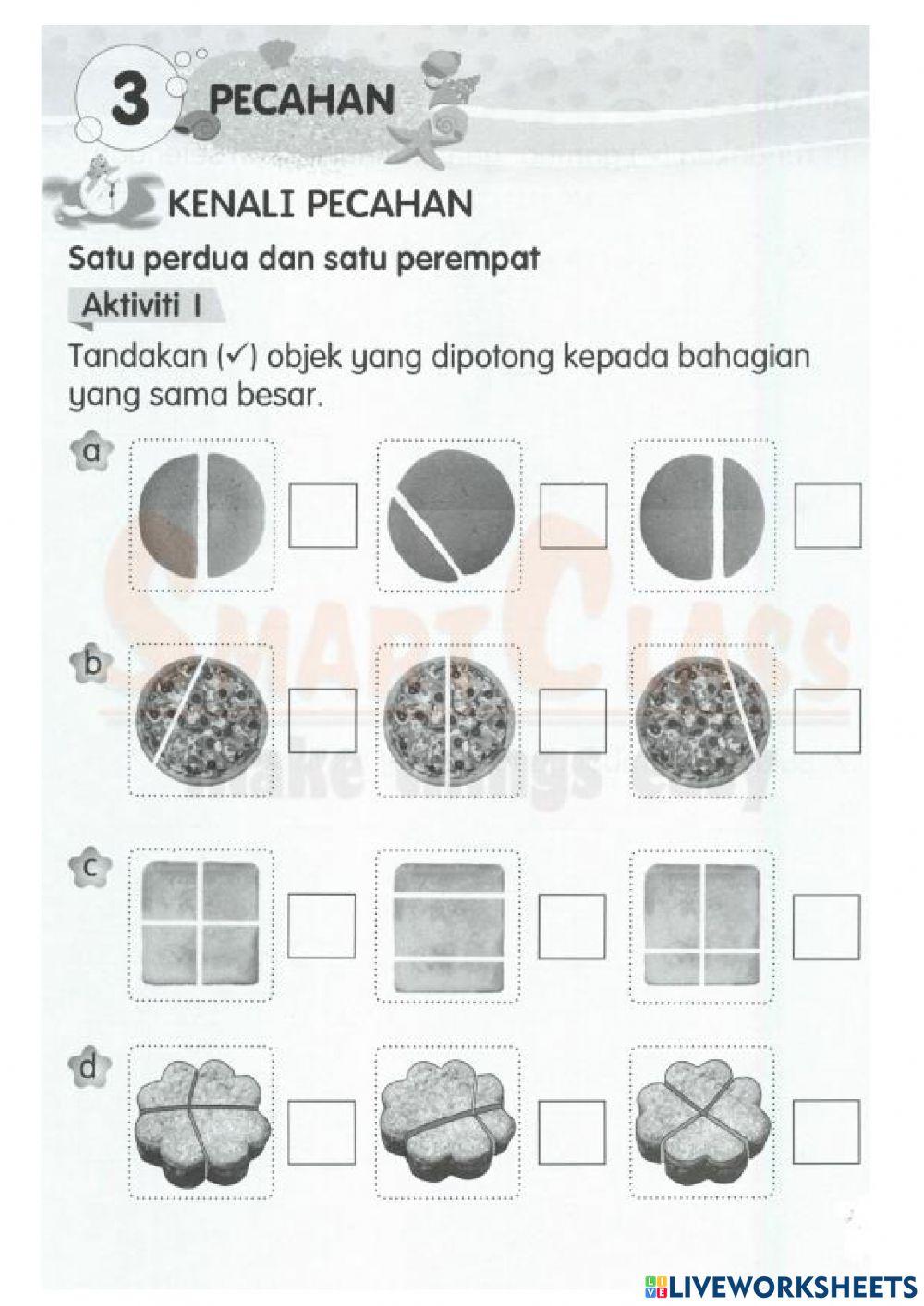 Kenali pecahan online activity | Live Worksheets