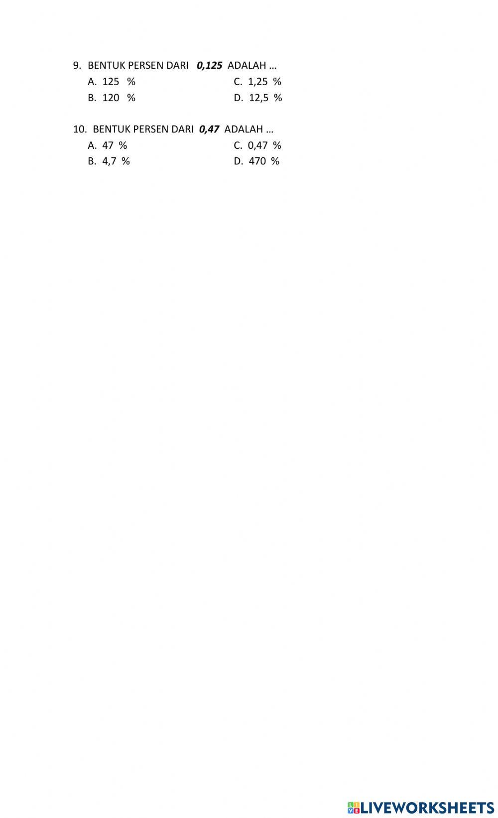 Lkpd matematika kls 6a interactive worksheet | Live Worksheets