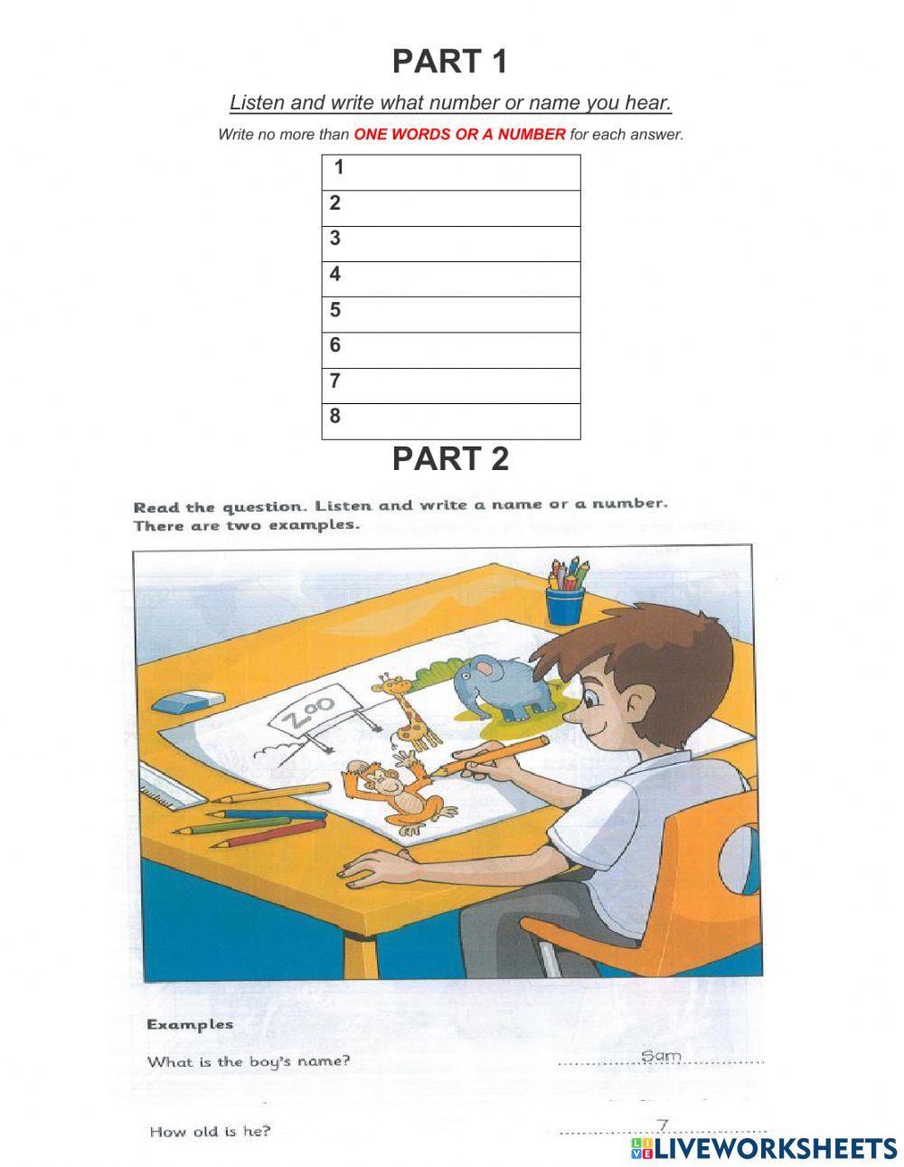Test pre 1 worksheet | Live Worksheets
