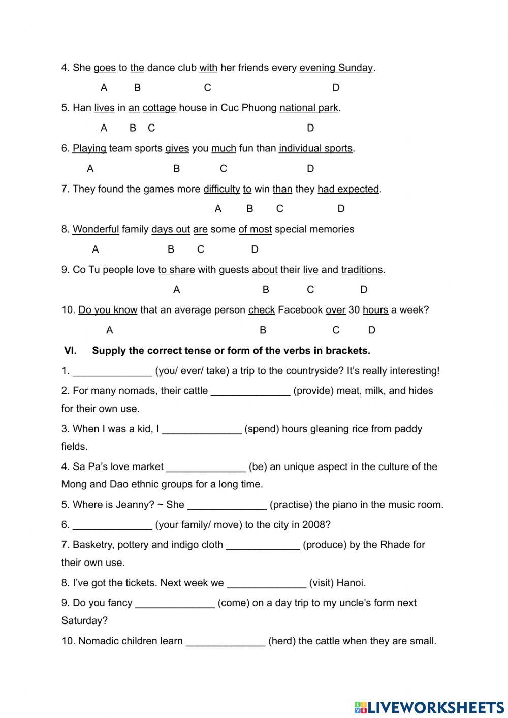 Mock test worksheet for 8 | Live Worksheets