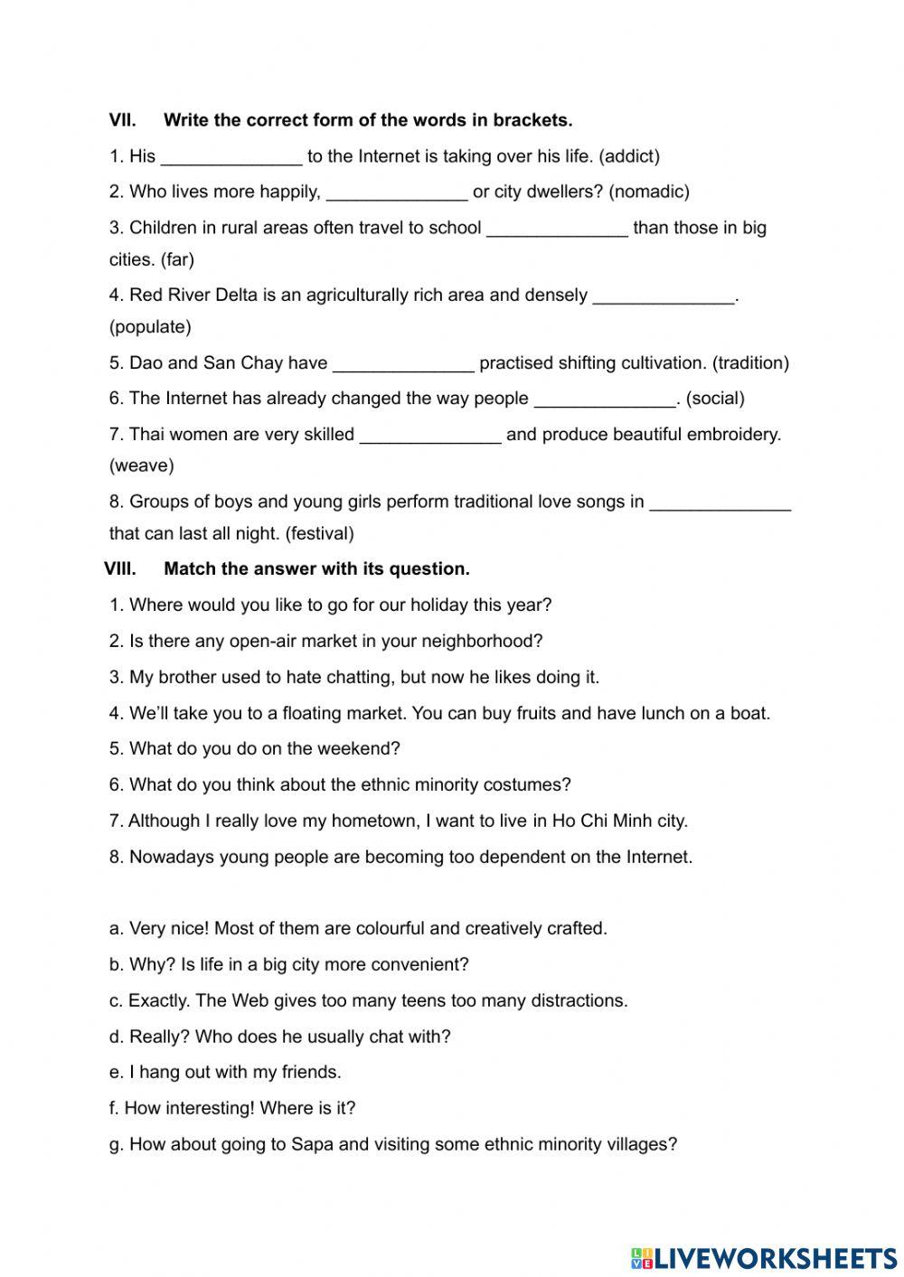 Mock test worksheet for 8 | Live Worksheets
