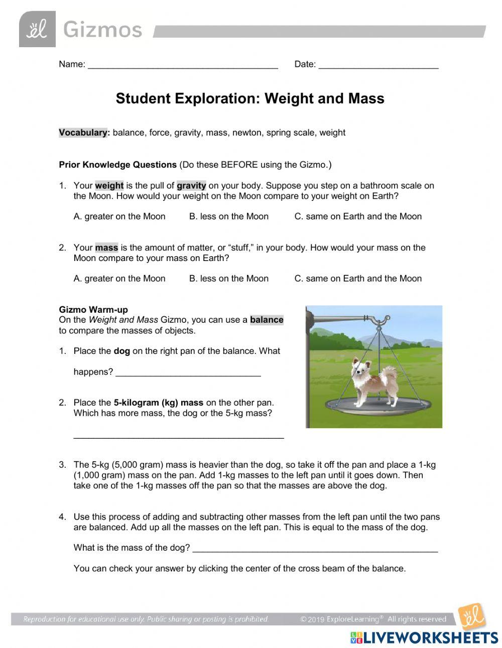 3790069 | Mass and Weight | tdavisSC | LiveWorksheets