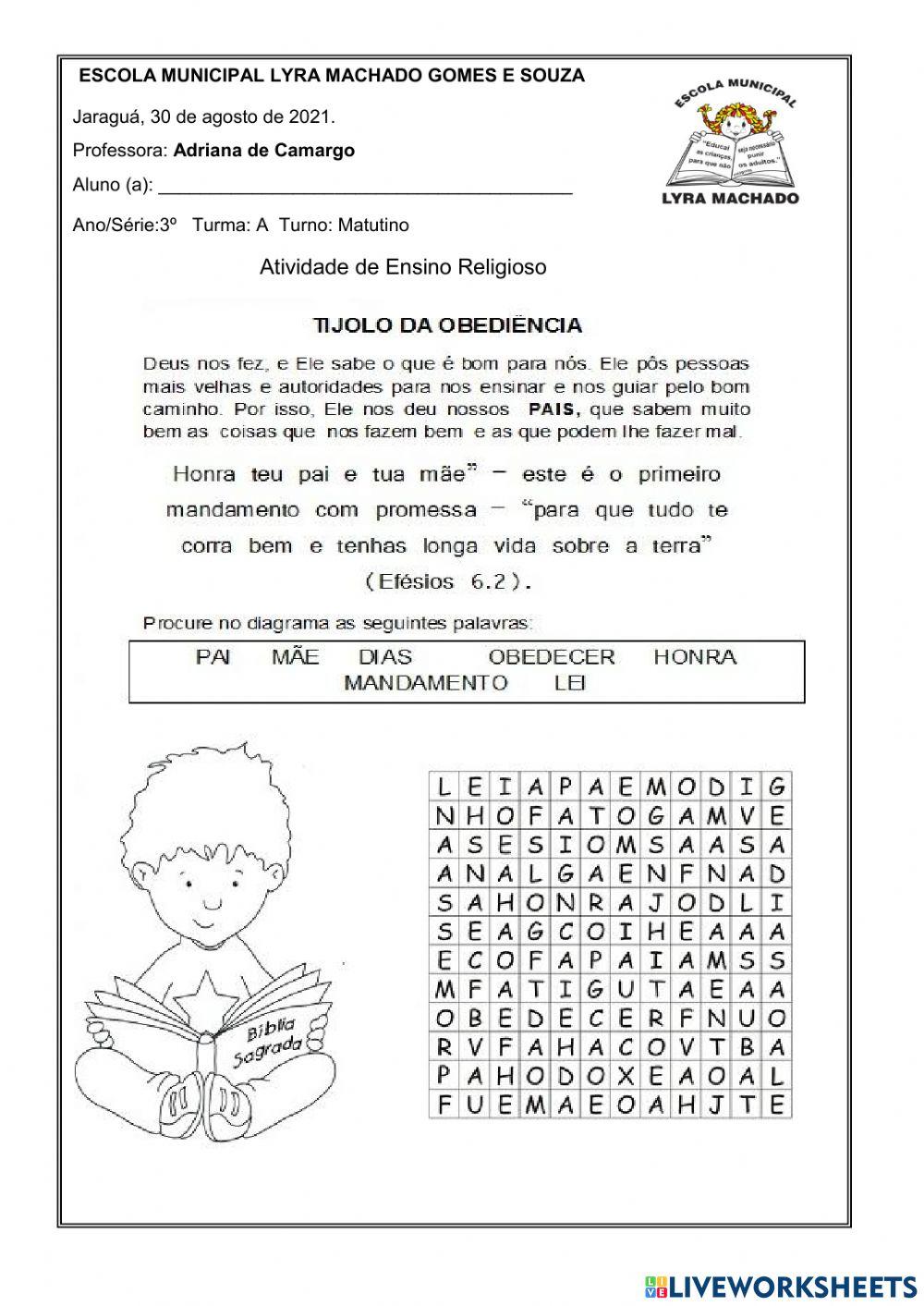 Atividades De Ensino Religioso 7o Ano Com Gabarito Pdf - RETOEDU