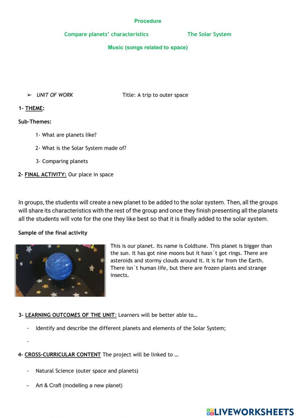 Sample unit worksheet | Live Worksheets