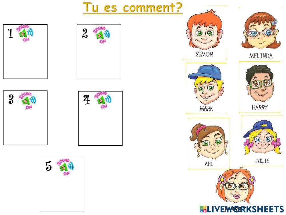 1325225 | Tu es comment | MmeOakley | LiveWorksheets