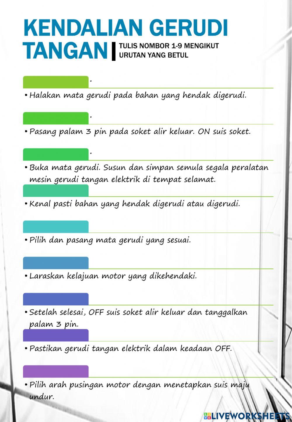 LATIHAN GERUDI TANGAN 2 online exercise for | Live Worksheets