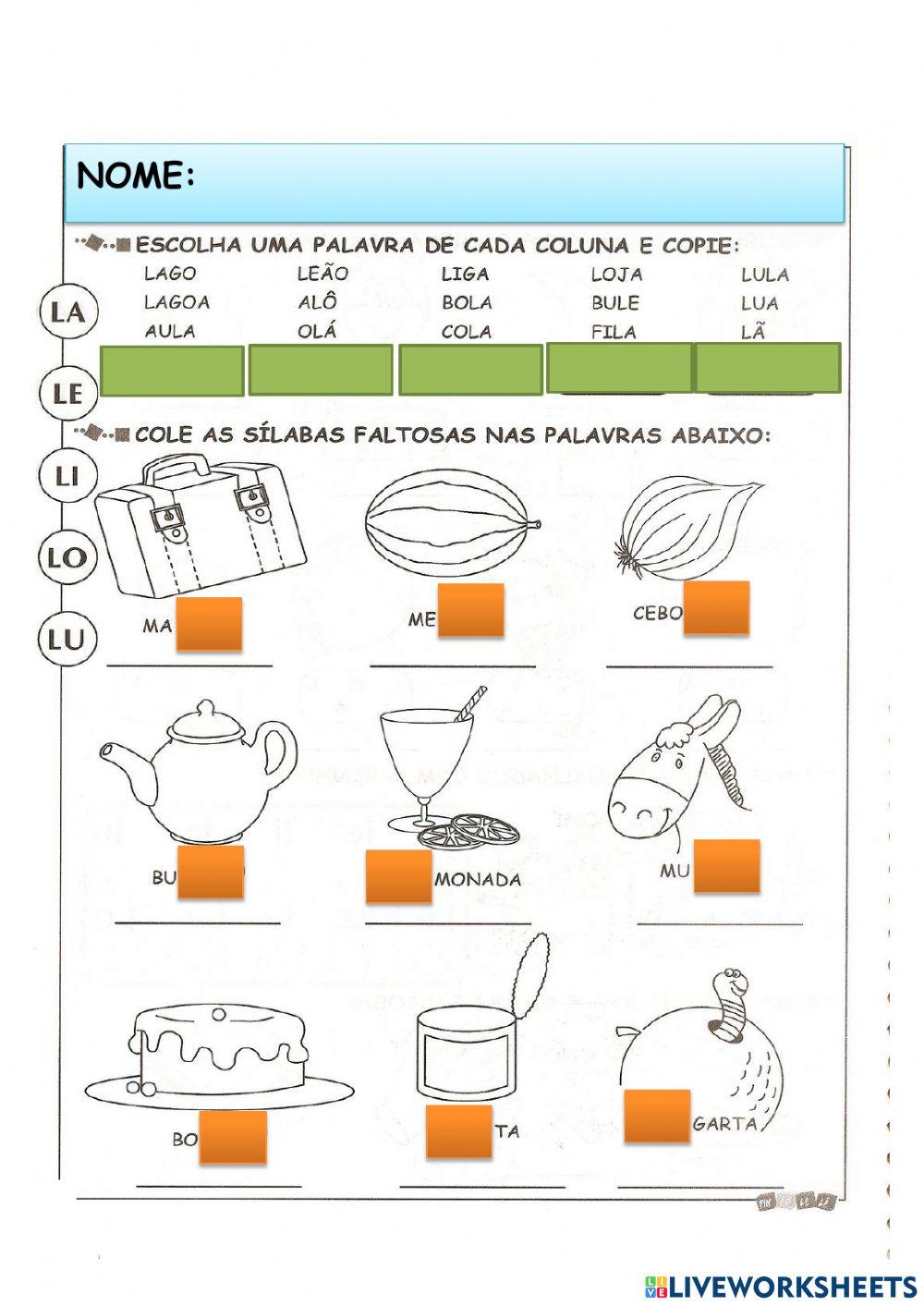 Letra l online exercise for JARDIM | Live Worksheets