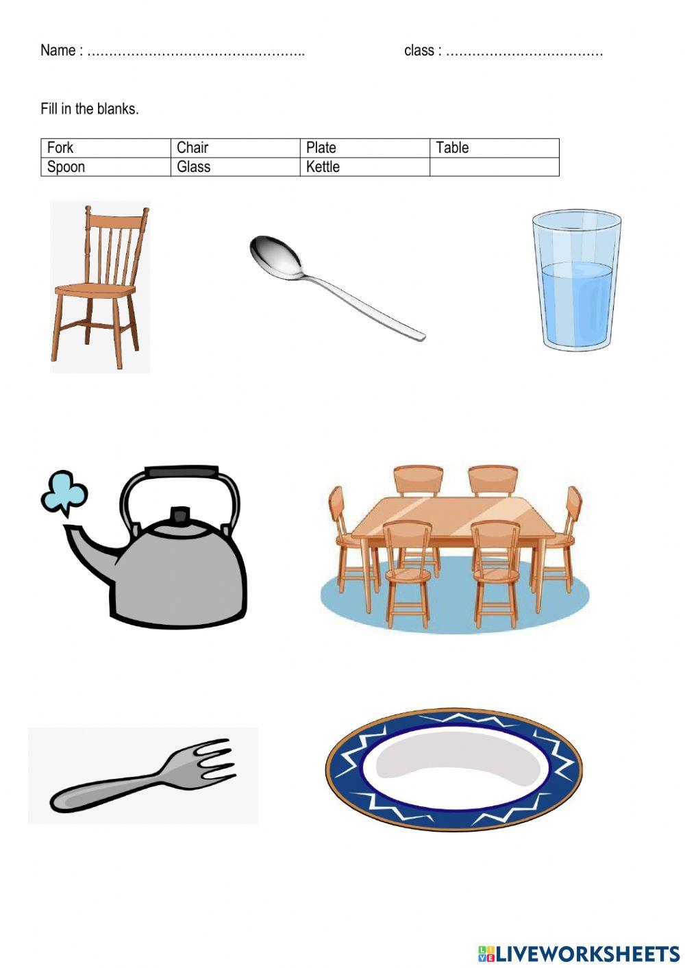 Things in kitchen activity | Live Worksheets