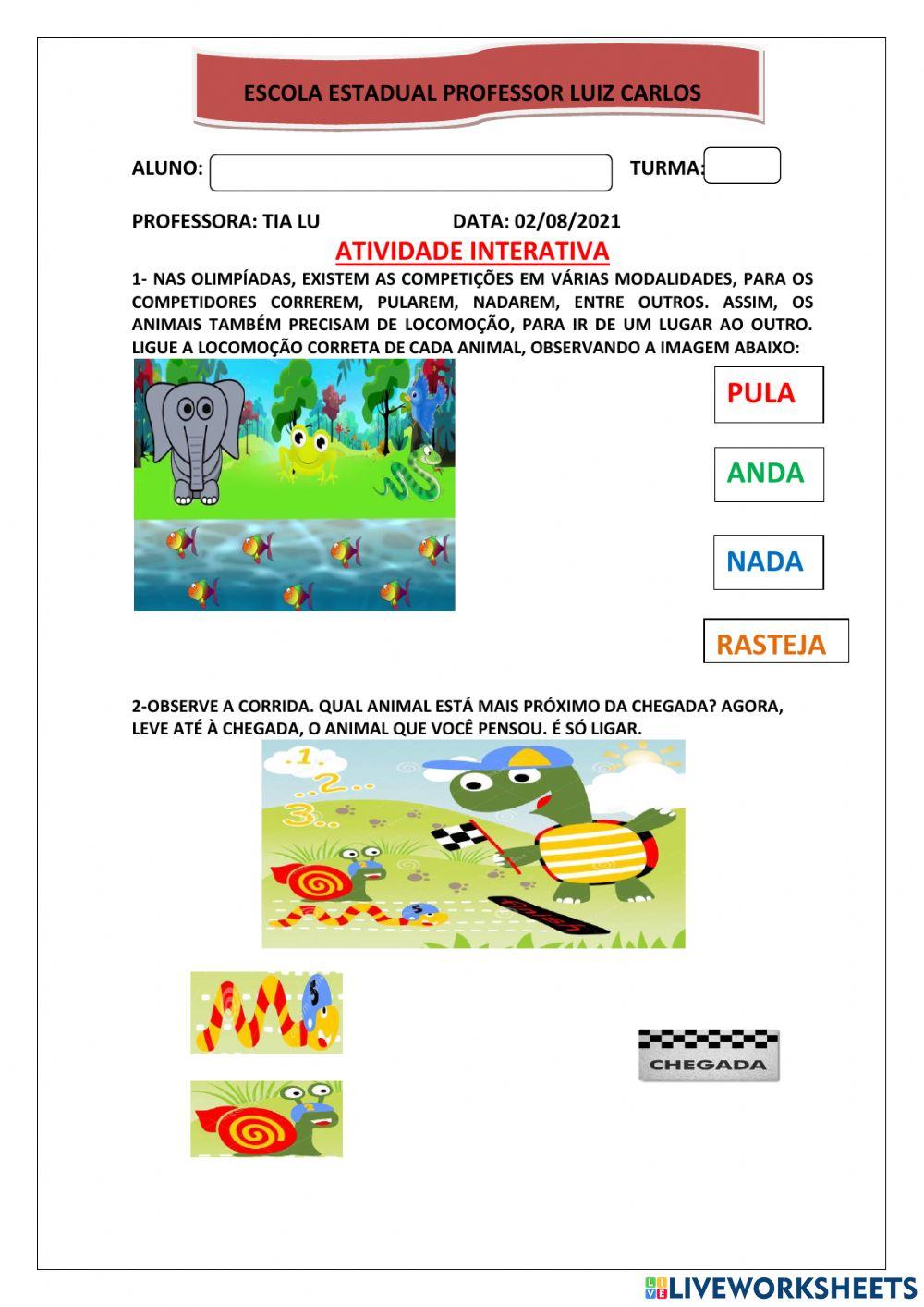 Atividade interativa-TIA LU worksheet | Live Worksheets