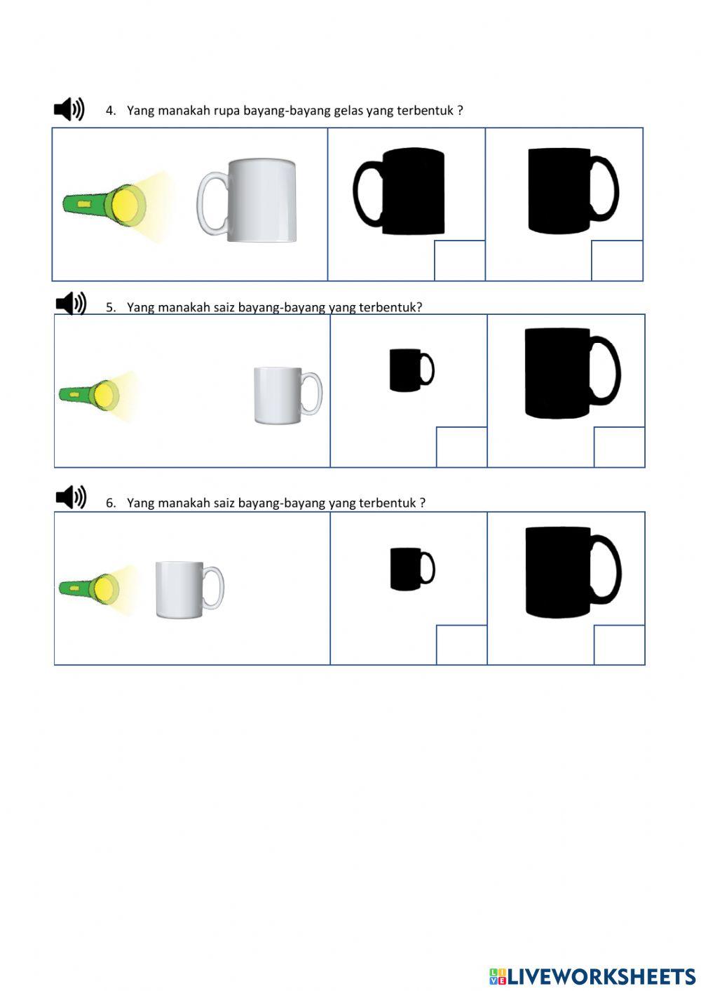 Penyiasatan Bayang-Bayang worksheet | Live Worksheets