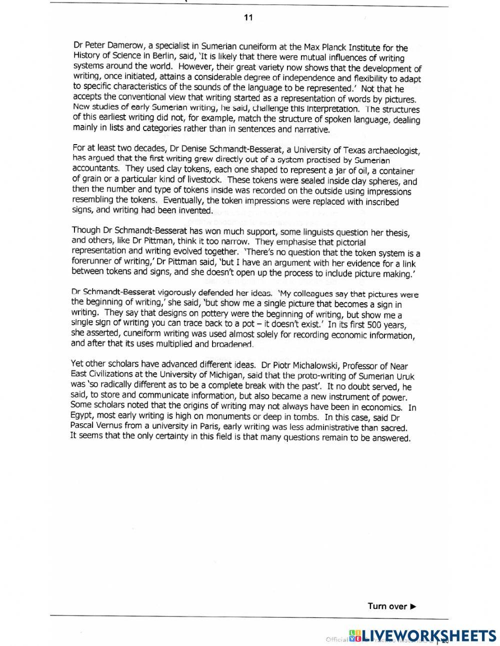 Full test Read P3 worksheet | Live Worksheets