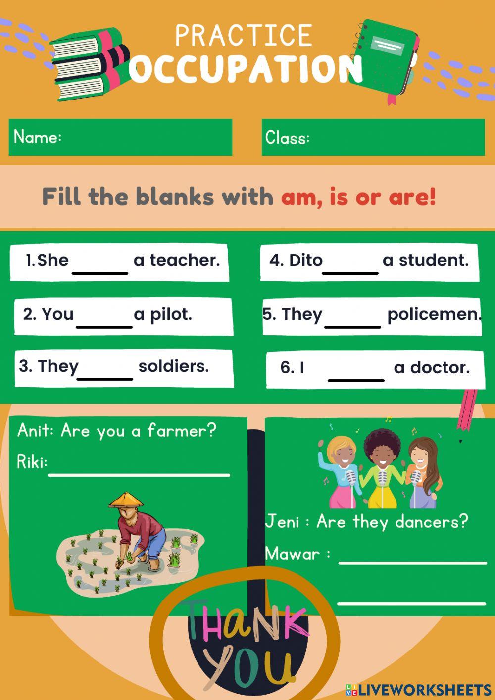 Practice Occupation worksheet | Live Worksheets