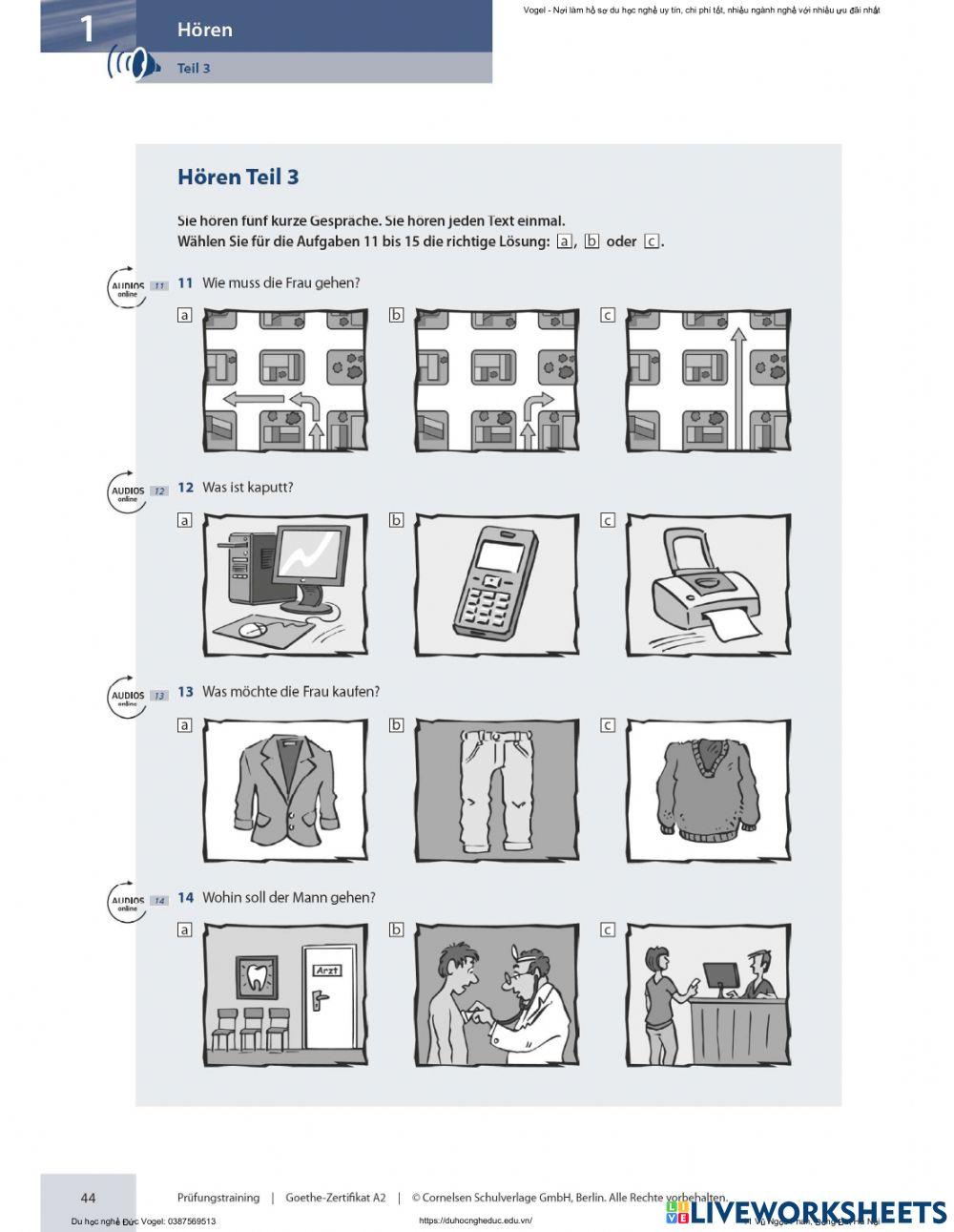 Hören A2 | Free Interactive Worksheets | 1224250