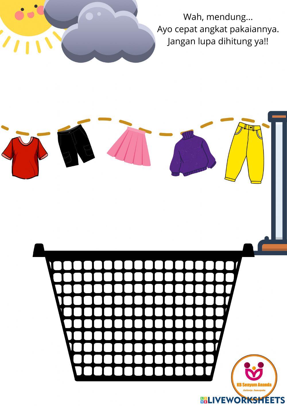 Menghitung Benda 1 - 5 worksheet | Live Worksheets