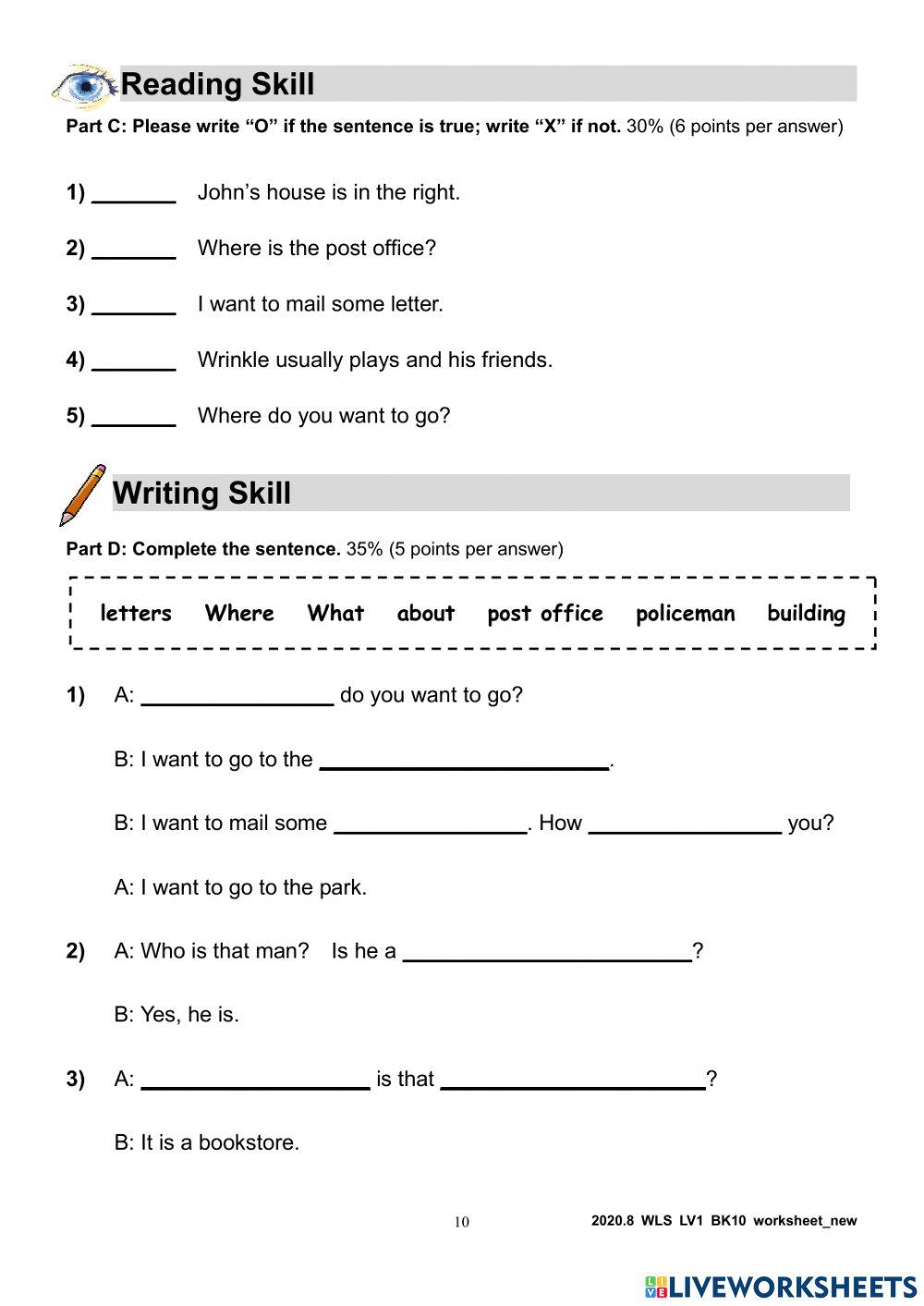 WL1 B10 Lesson 5 Worksheet worksheet | Live Worksheets