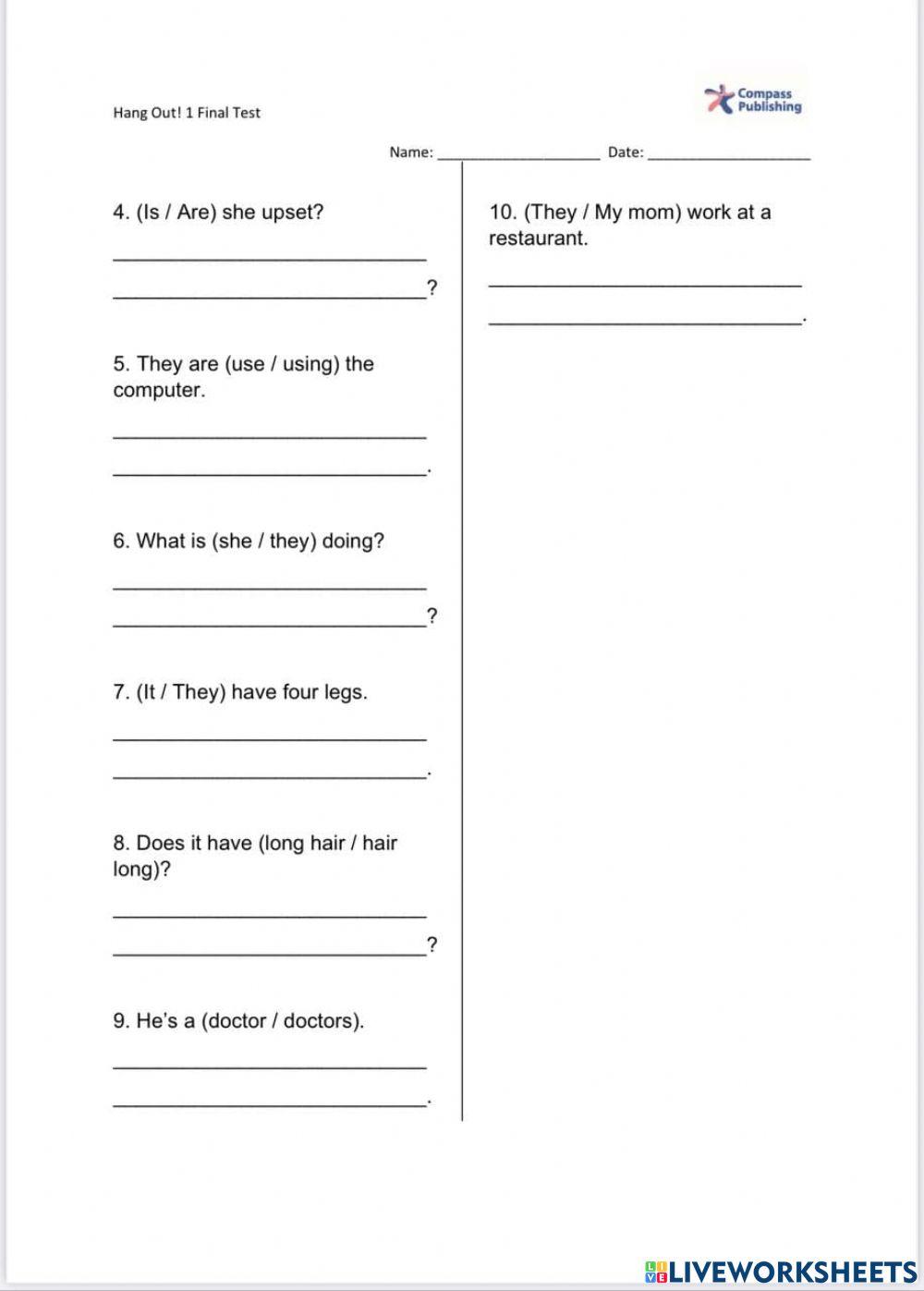 Exercise exercise for 1 | Live Worksheets