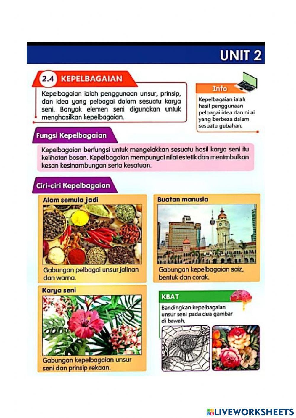 Kepelbagaian online worksheet | Live Worksheets